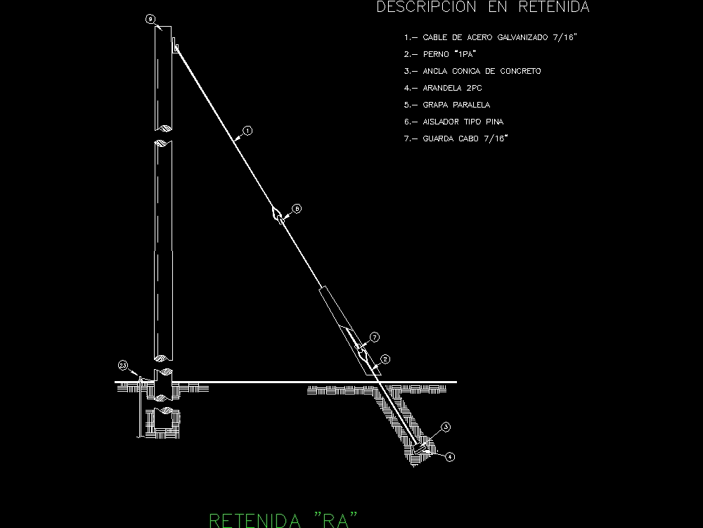 Detalle de retenida en AutoCAD | Descargar CAD gratis (23.5 KB) | Bibliocad