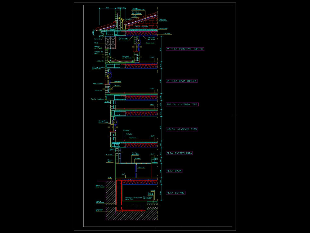 Corte por fachada en AutoCAD | Descargar CAD (153.93 KB) | Bibliocad