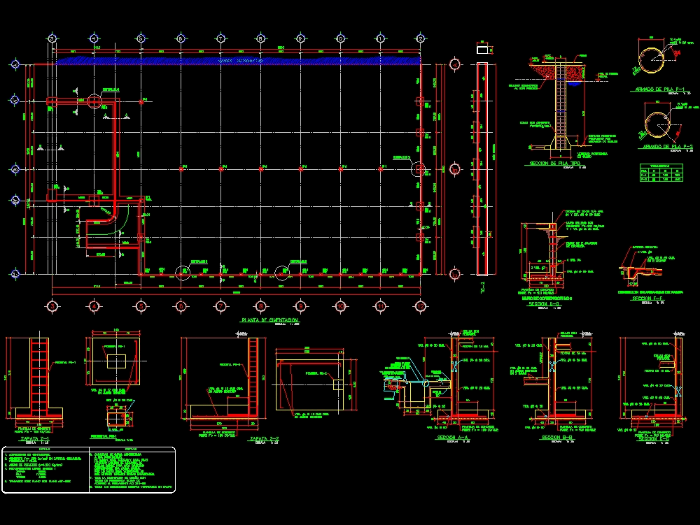 Foundation details in AutoCAD | CAD download (112.25 KB) | Bibliocad