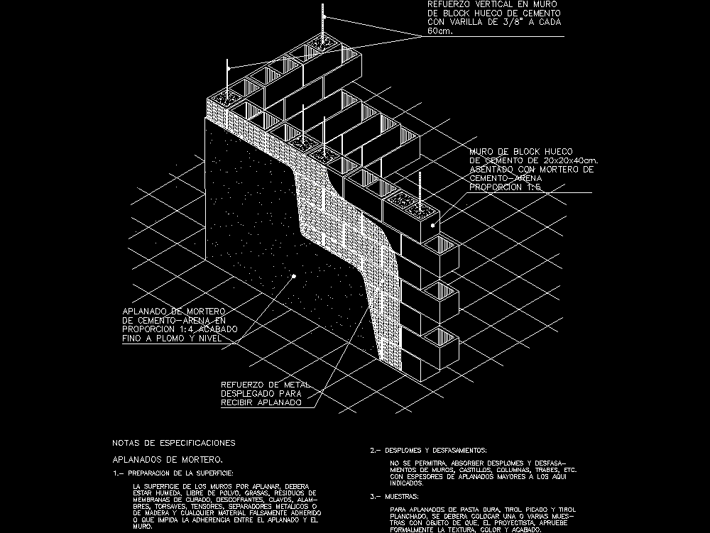 Muros de blocks en AutoCAD | Descargar CAD (116.2 KB) | Bibliocad