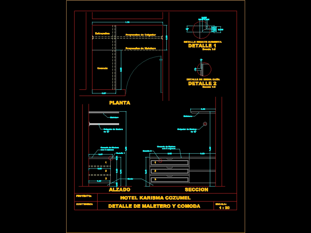 Detalle de maletero y comoda para hotel (29.64 KB) | Bibliocad