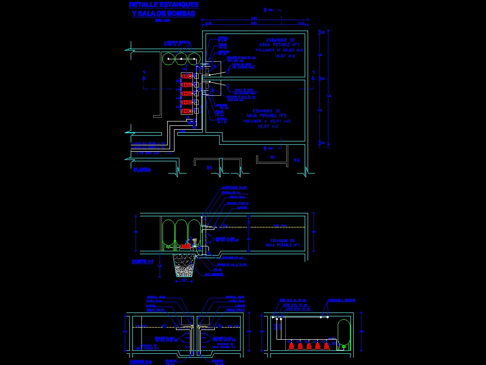 Tanque de bombeo en AutoCAD | Descargar CAD (77.66 KB) | Bibliocad