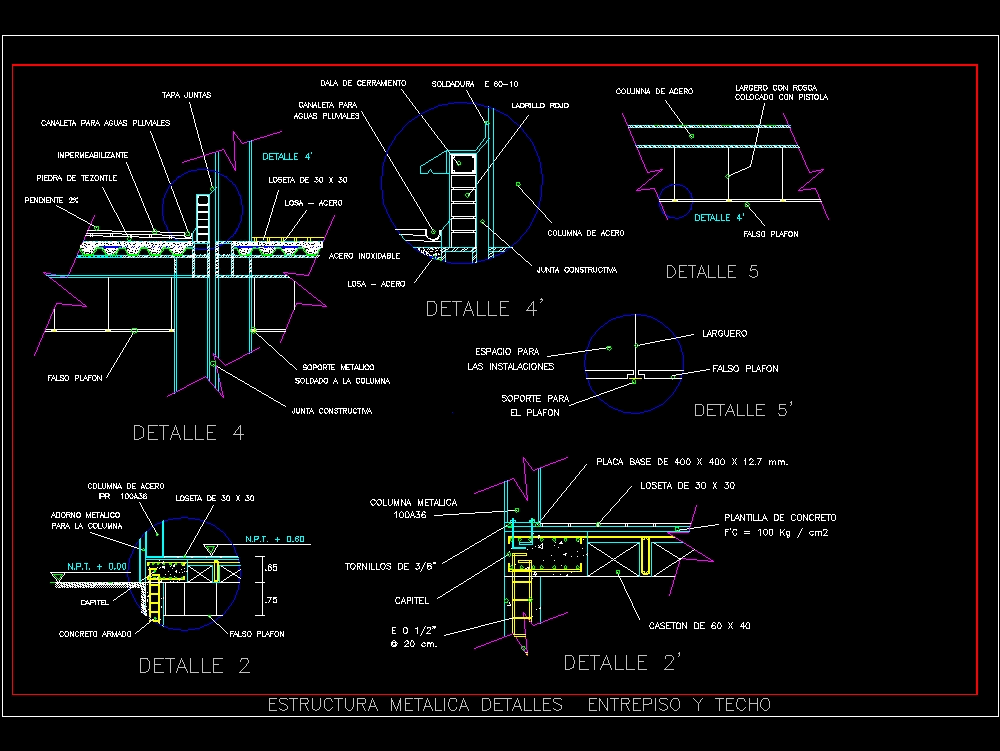 Estructura metalica detalles entrepiso y techo (78.89 KB) | Bibliocad