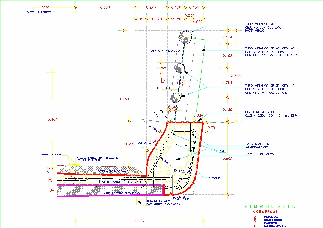 Parapeto para puente distribuidor vial (37.42 KB) | Bibliocad