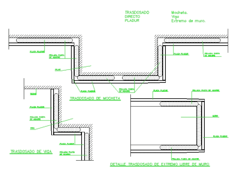 Badge rock of plaster - line of splay and column - beam - extrem of ...