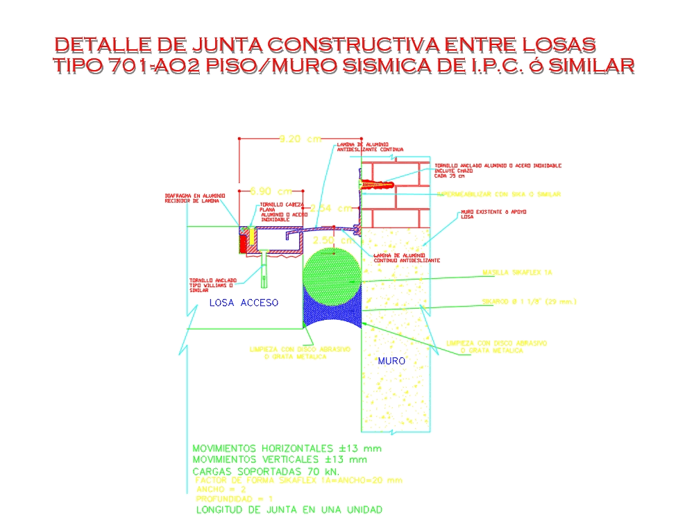 Junta constructiva piso - muro en AutoCAD | CAD (22.77 KB) | Bibliocad