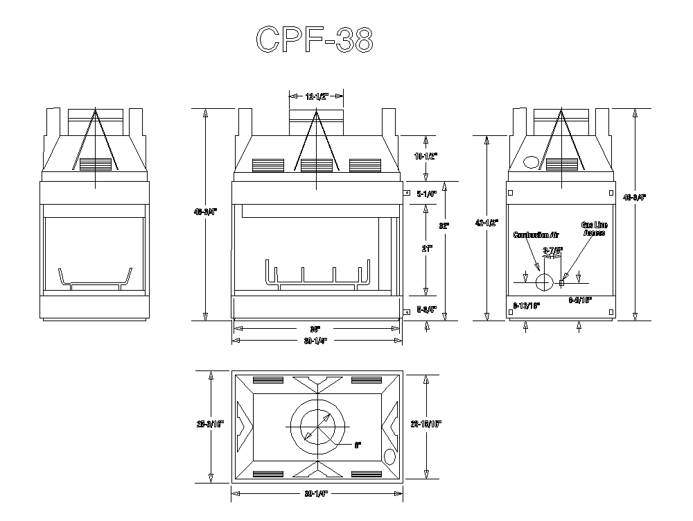 Hogar pre-fabricado para leños en AutoCAD | CAD (68.91 KB) | Bibliocad