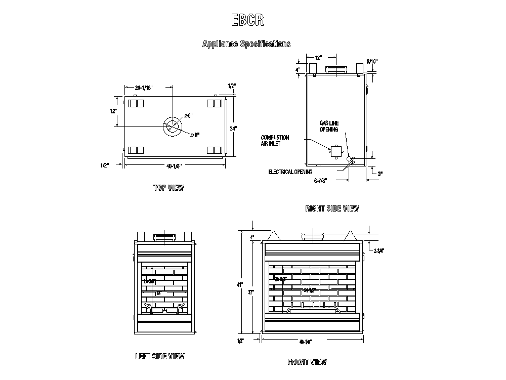Hogar pre-fabricado para leños en AutoCAD | CAD (98.75 KB) | Bibliocad
