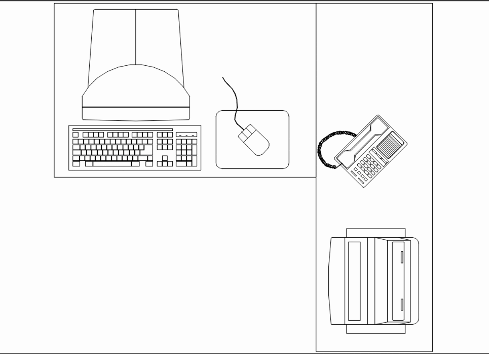 Desk with computer in AutoCAD | CAD download (15.67 KB) | Bibliocad