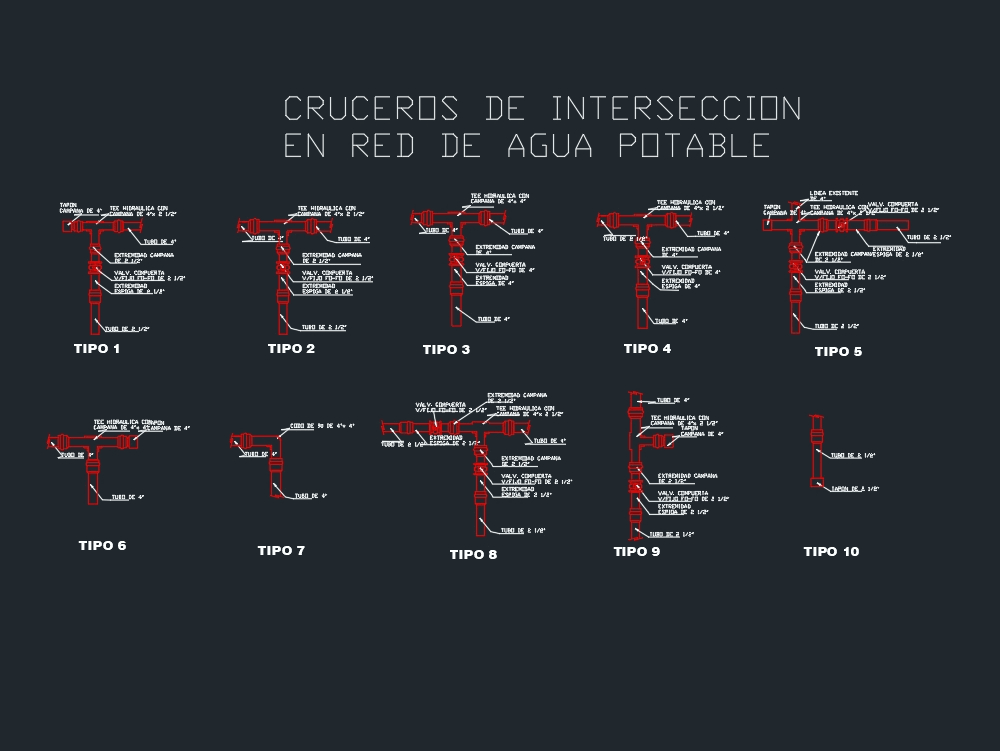 Cruceros de agua potable en AutoCAD | Descargar CAD (47.09 KB) | Bibliocad