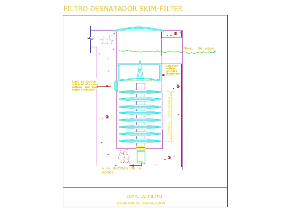 Filtro desnatador skim-filter en AutoCAD | CAD (22.36 KB) | Bibliocad