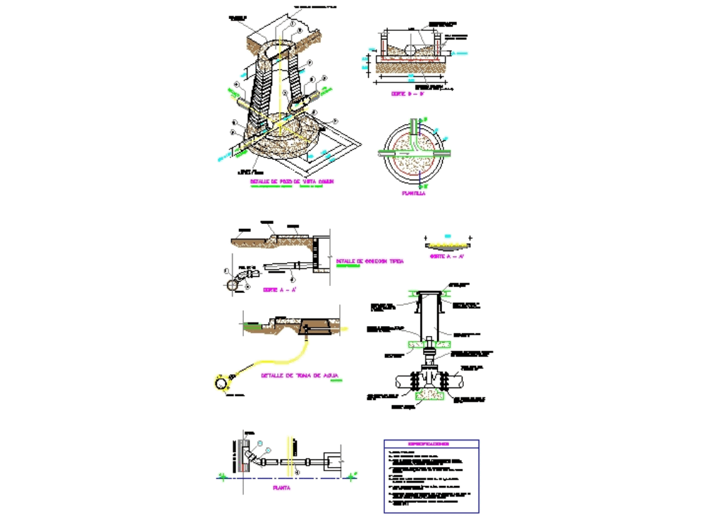 Detalles de pozo de visita y toma de agua potable (281.32 KB) | Bibliocad