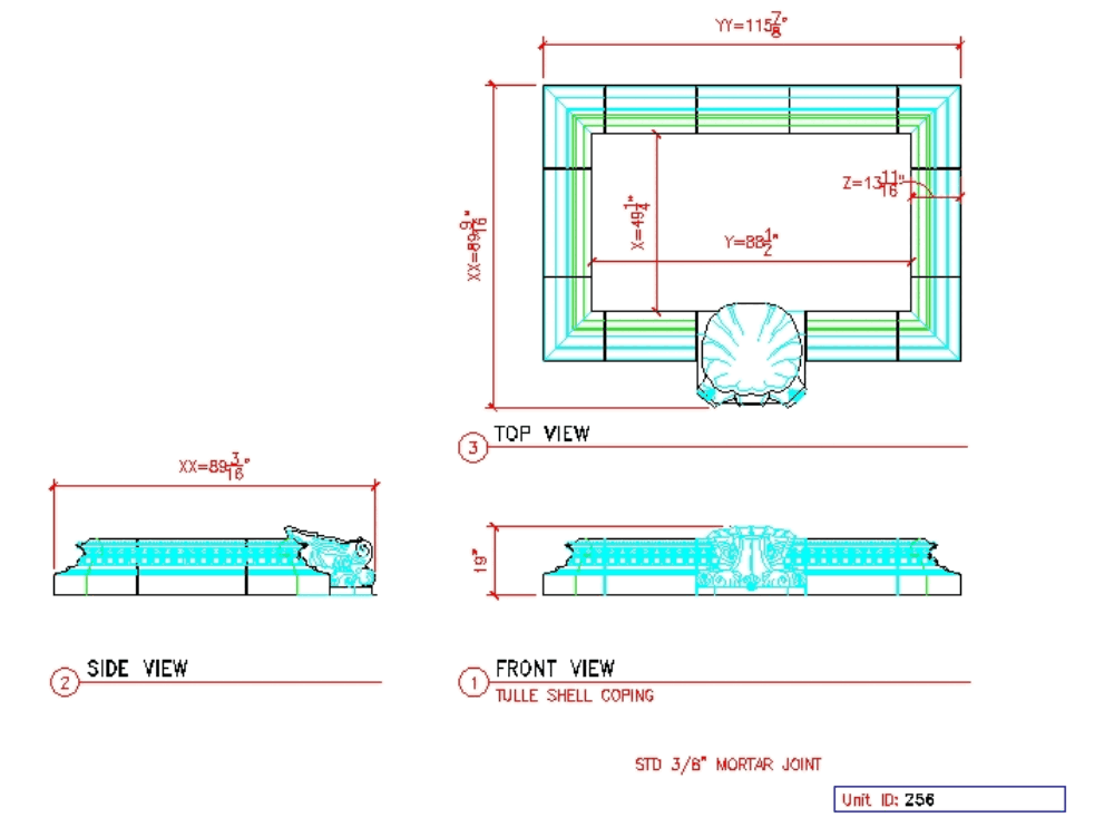 Fonte tule shell em AutoCAD | Baixar CAD (171.91 KB) | Bibliocad