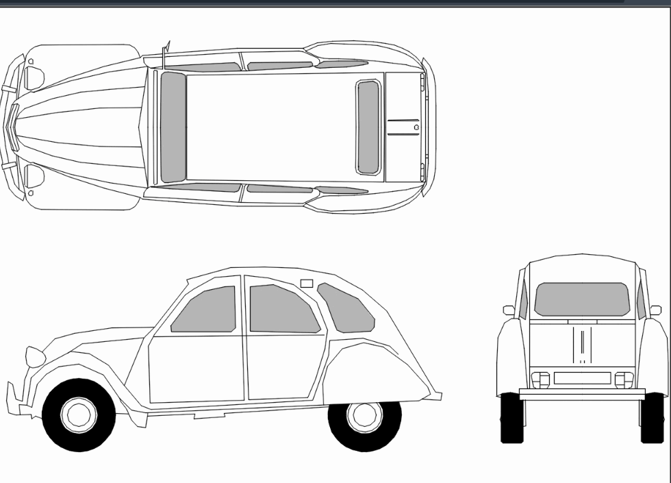 Automovil 2cv en AutoCAD | Descargar CAD gratis (34.77 KB) | Bibliocad