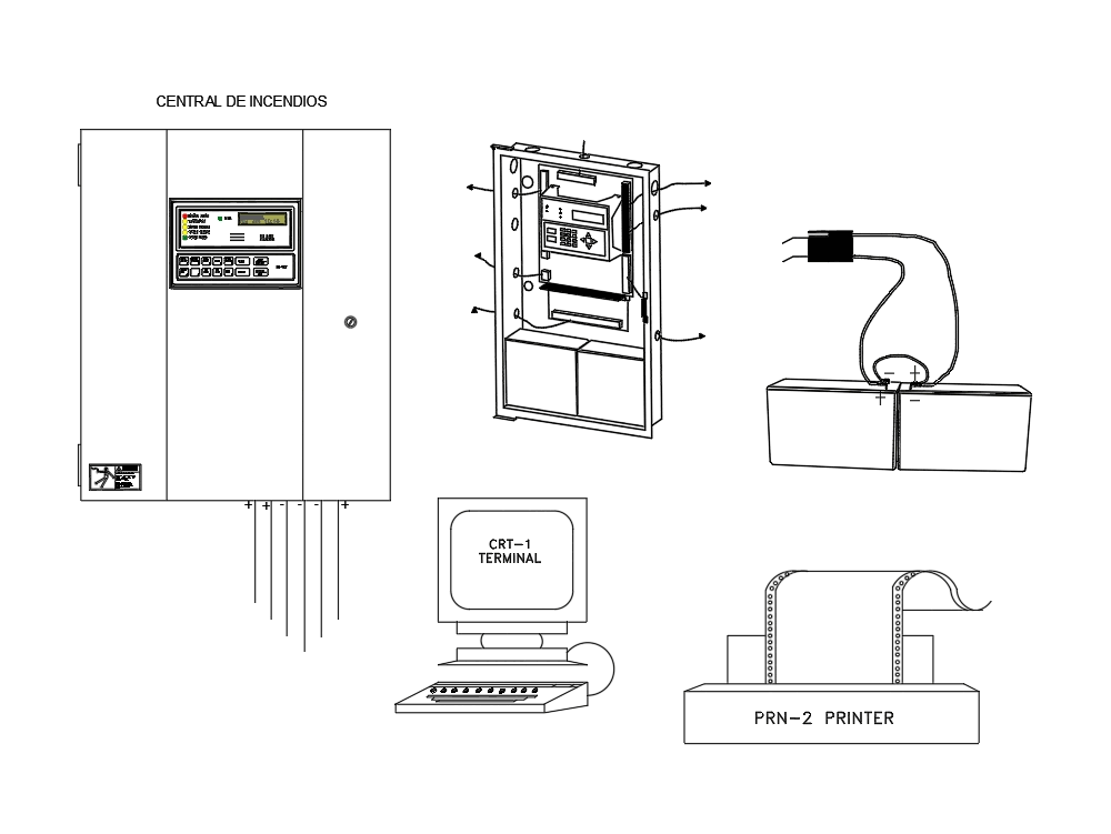 Painel de alarme de incêndio em AutoCAD | CAD (148.23 KB) | Bibliocad