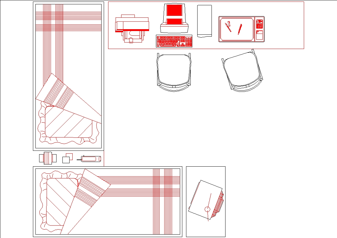 Quarto equipado com duas camas em AutoCAD | CAD (82.4 KB) | Bibliocad