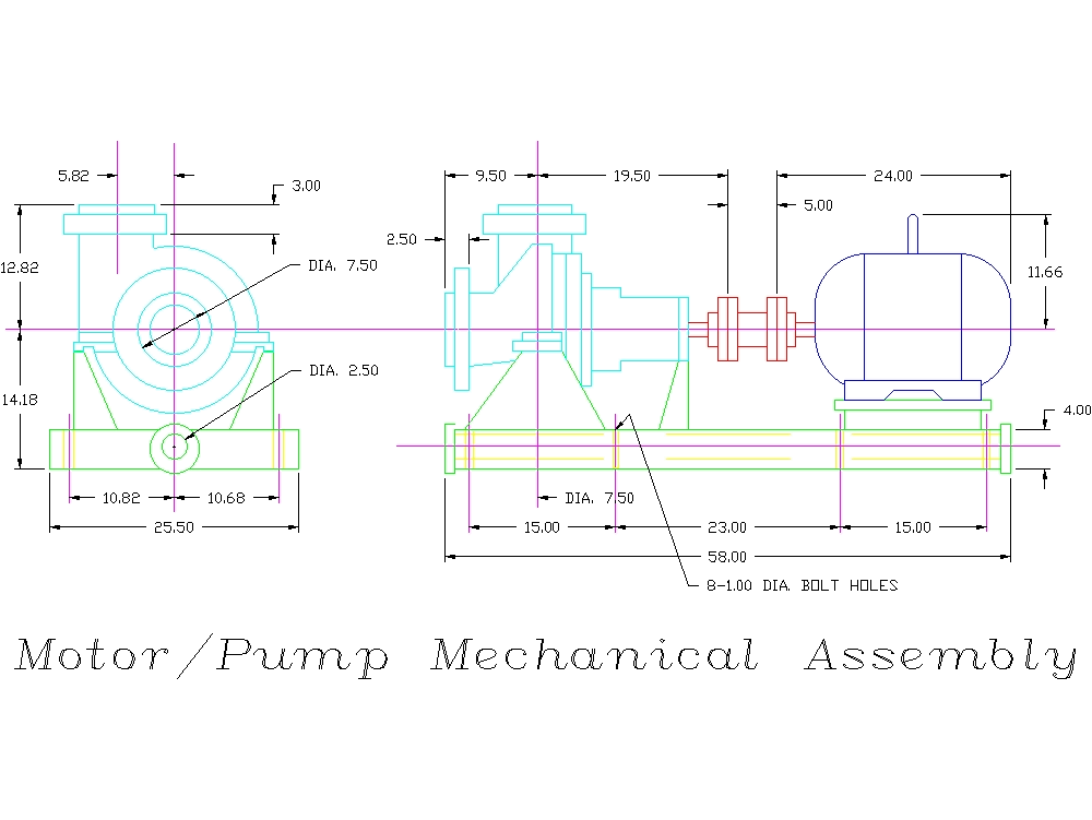 Pump - electrical pump in AutoCAD | CAD download (12.04 KB) | Bibliocad