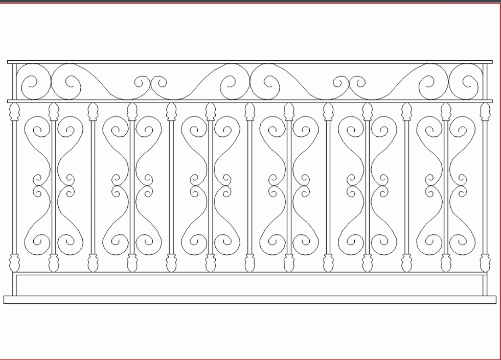 Barandal de herrería en AutoCAD | Descargar CAD (16.22 KB) | Bibliocad