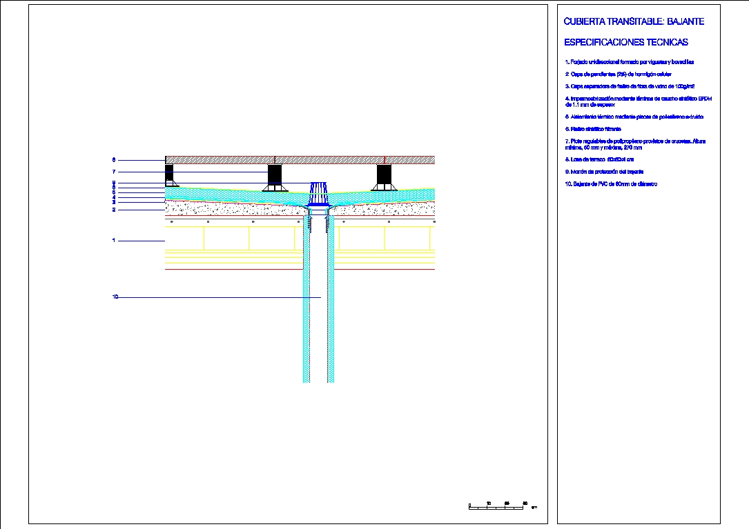 Cubierta transitableencuentro con bajante (15.14 KB) | Bibliocad