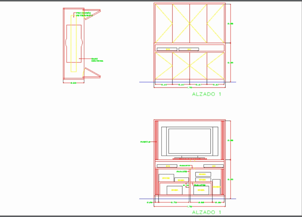 Mueble de tv en AutoCAD | Descargar CAD (17.34 KB) | Bibliocad