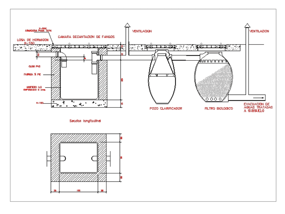 Separador grasas y filtro en AutoCAD | Descargar CAD (73.52 KB) | Bibliocad