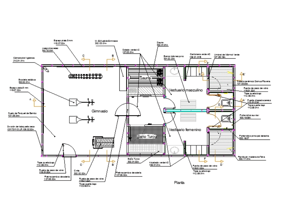 Gym in AutoCAD | CAD download (90.06 KB) | Bibliocad