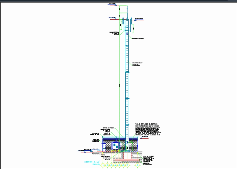Torre monopolo en AutoCAD | Descargar CAD (80.77 KB) | Bibliocad