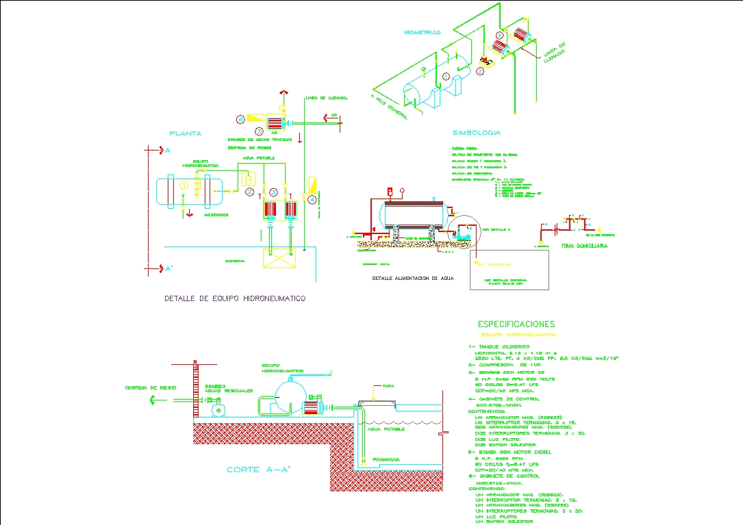 Detalle de hidroneumatico en AutoCAD | Descargar CAD (116.2 KB) | Bibliocad