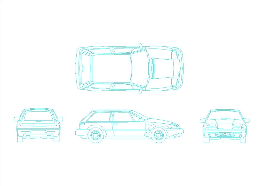 Volvo 4 vistas en AutoCAD | Descargar CAD gratis (47.13 KB) | Bibliocad