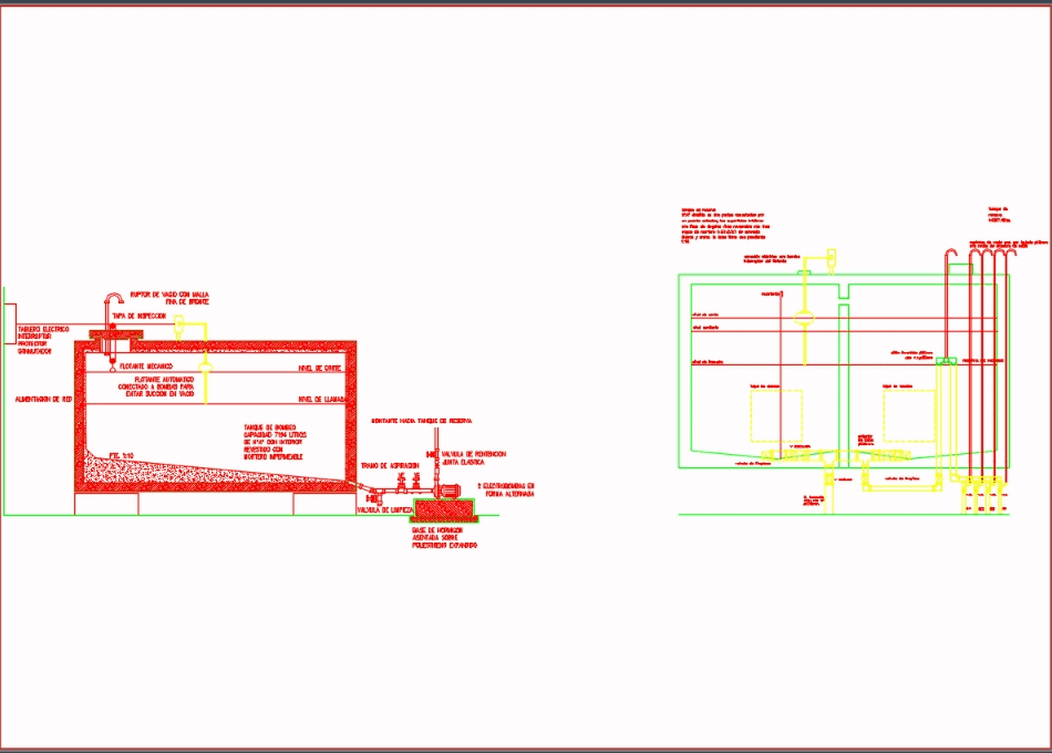 Sección de tanque de bombeo y tanque de reserva (32.48 KB) | Bibliocad