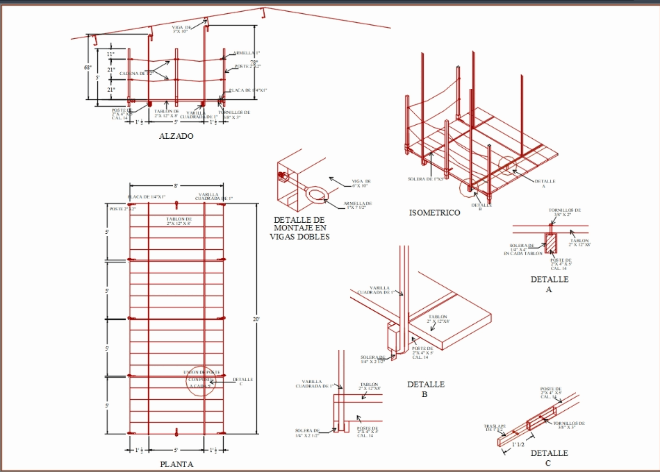Scaffold in AutoCAD | CAD download (62.75 KB) | Bibliocad