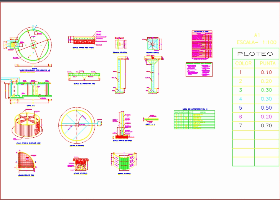 Tanque de reserva para agua potable en AutoCAD | CAD (253.1 KB) | Bibliocad