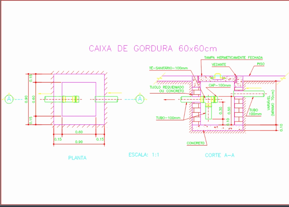 Inspection box in AutoCAD | CAD download (21.3 KB) | Bibliocad
