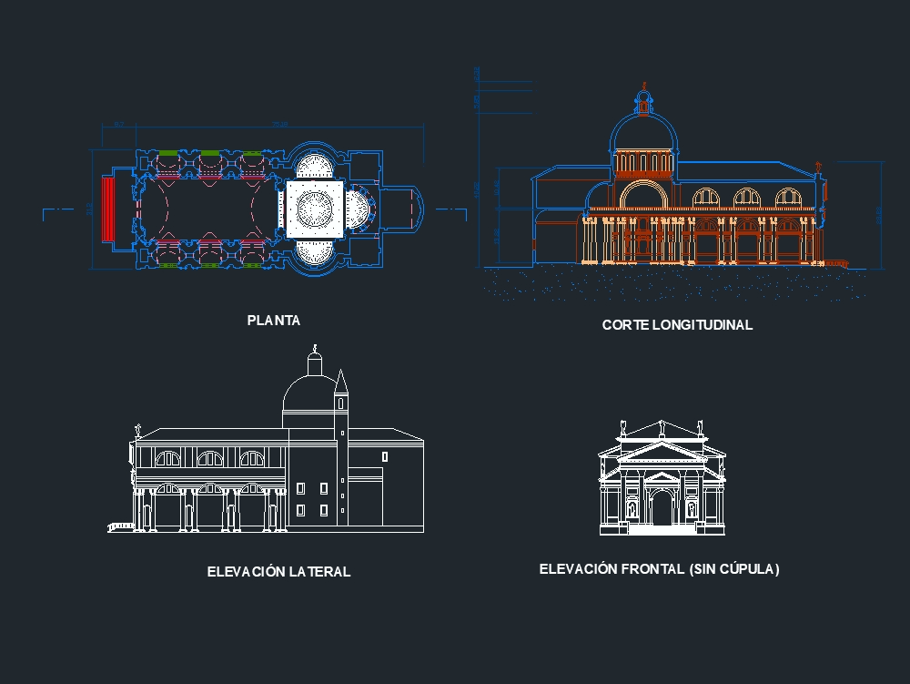 Planos iglesia redentore; venecia italia- vista superior; fachadas y ...