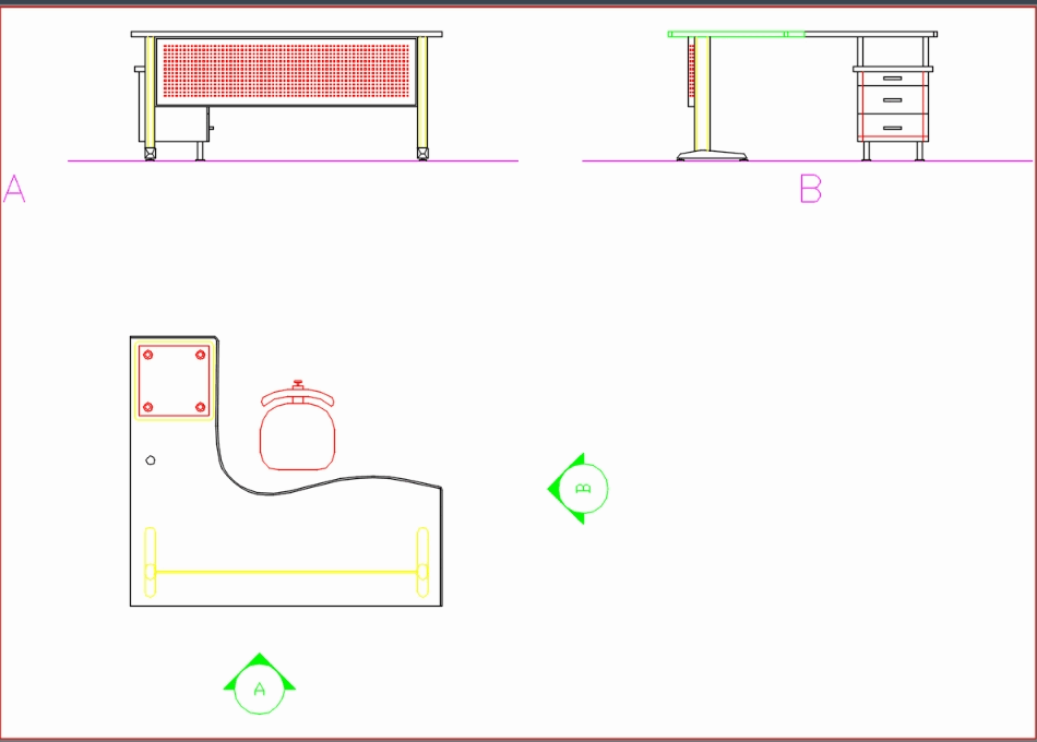 Desk in AutoCAD | CAD download (53.81 KB) | Bibliocad