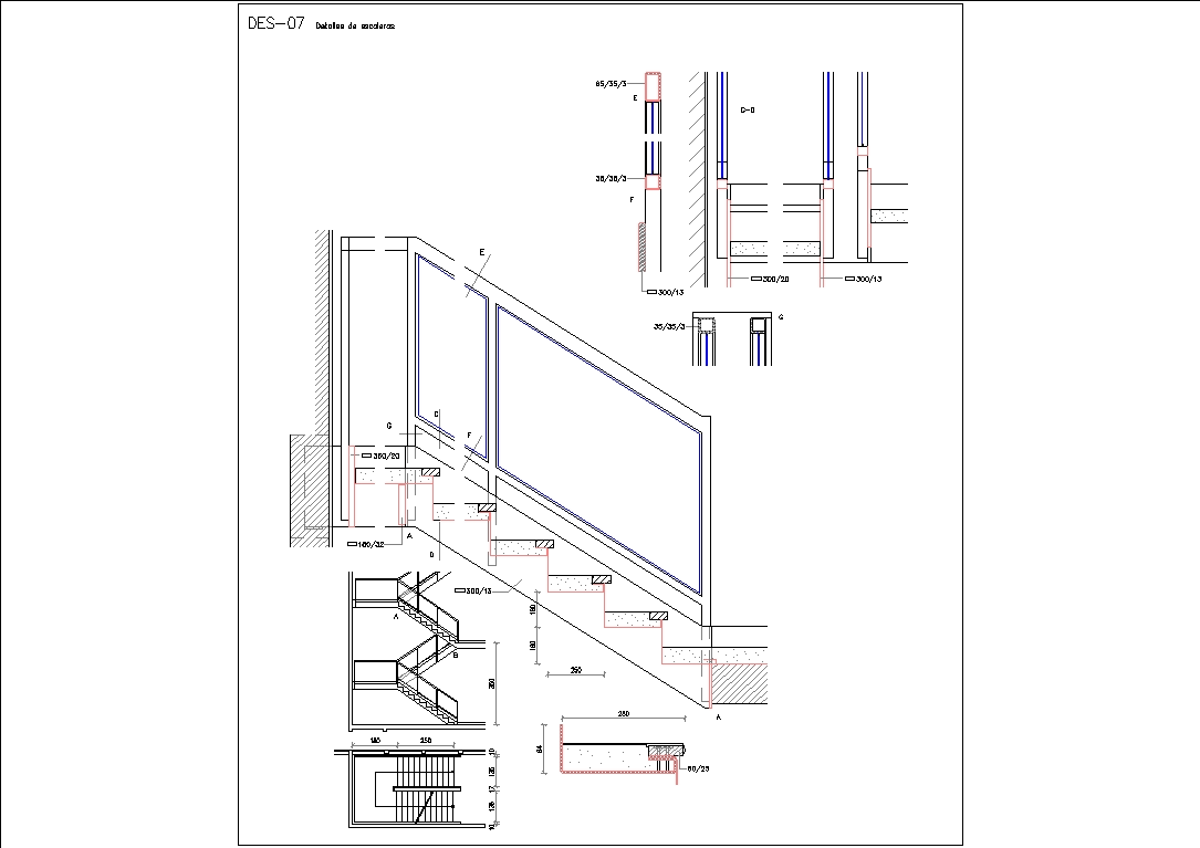 Baranda de escalera en AutoCAD | Descargar CAD (41.52 KB) | Bibliocad