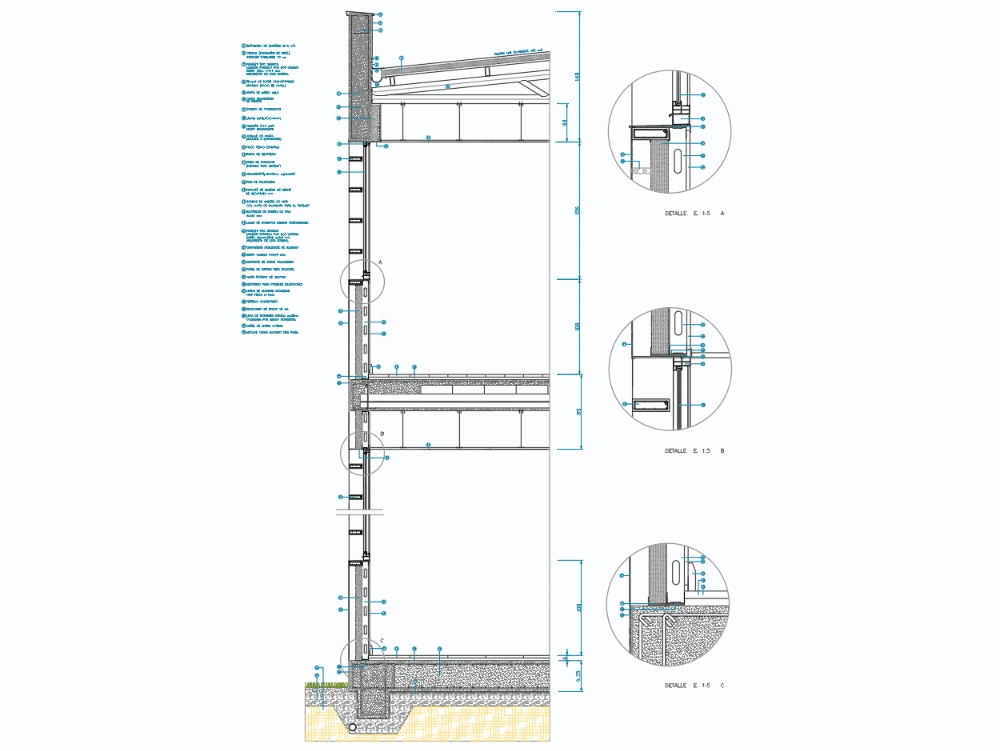 Sección constructiva por fachada en AutoCAD | CAD (129.29 KB) | Bibliocad