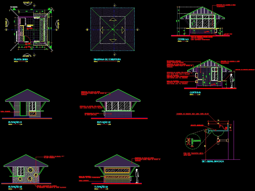 Detalhes quiosque - quiosco en AutoCAD | CAD (87.44 KB) | Bibliocad