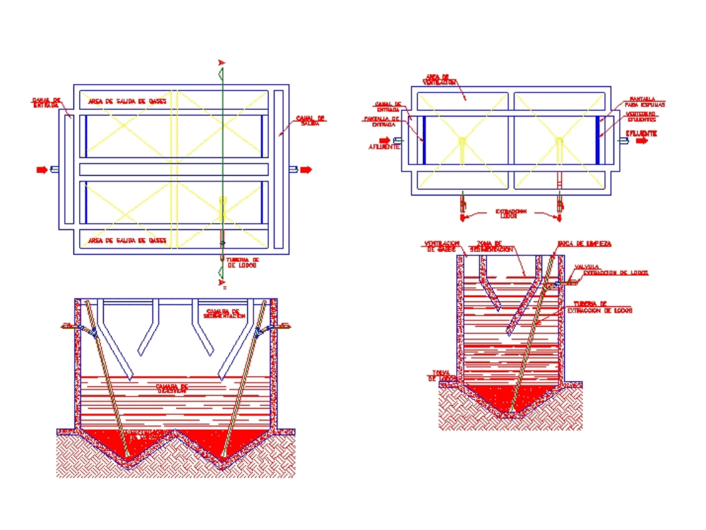 Scheme imhoff tank in AutoCAD | CAD download (141.86 KB) | Bibliocad