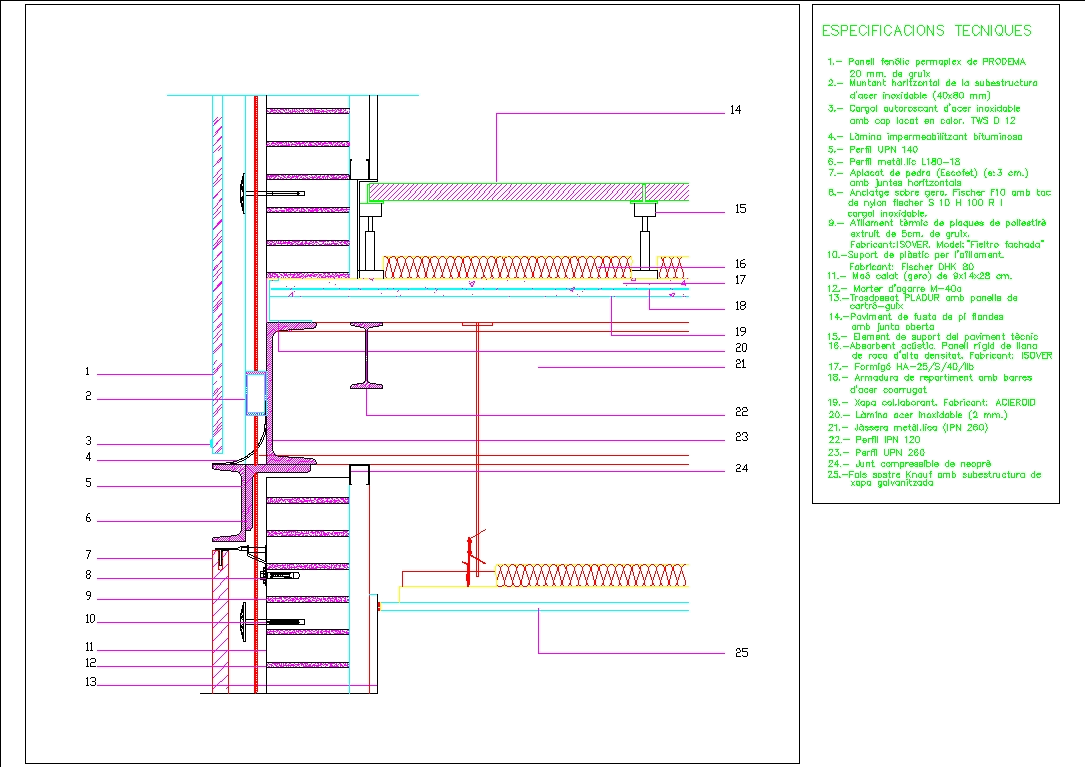 Detalle fachada prodema en AutoCAD | Descargar CAD (32.12 KB) | Bibliocad