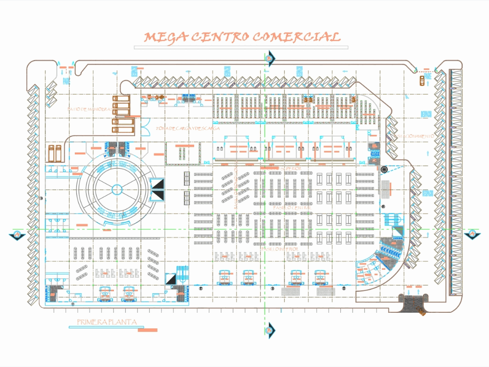Megacentro comercial en AutoCAD | Descargar CAD (2.33 MB) | Bibliocad