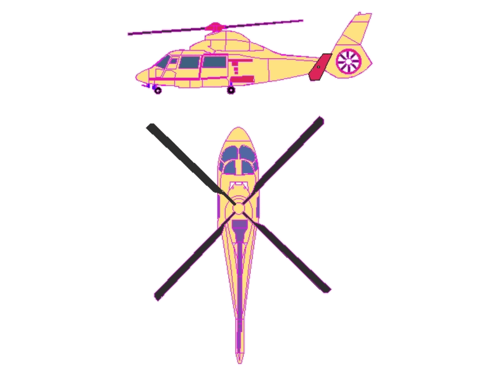 Helicopter in AutoCAD | Download CAD free (27.15 KB) | Bibliocad
