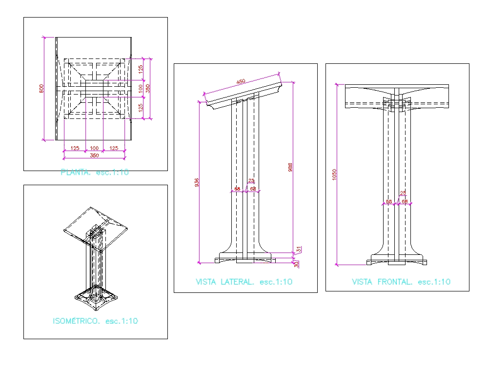 Lectern in AutoCAD | CAD download (236.24 KB) | Bibliocad