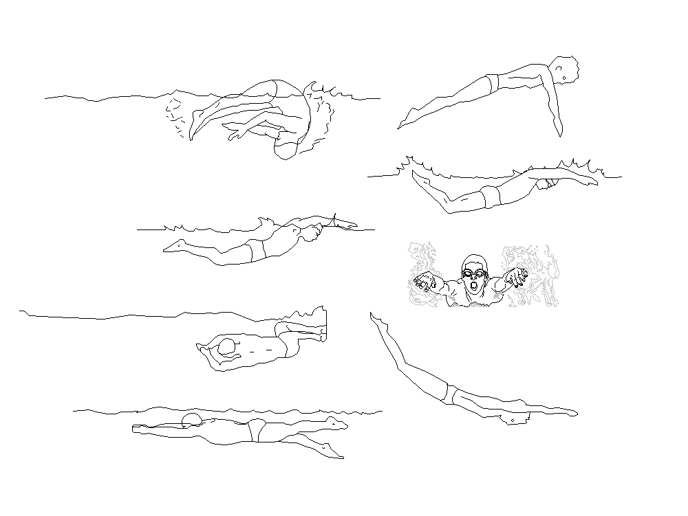 Swimmers in AutoCAD | CAD download (60.76 KB) | Bibliocad