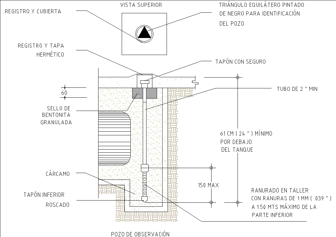Observation well in AutoCAD | CAD download (13.37 KB) | Bibliocad