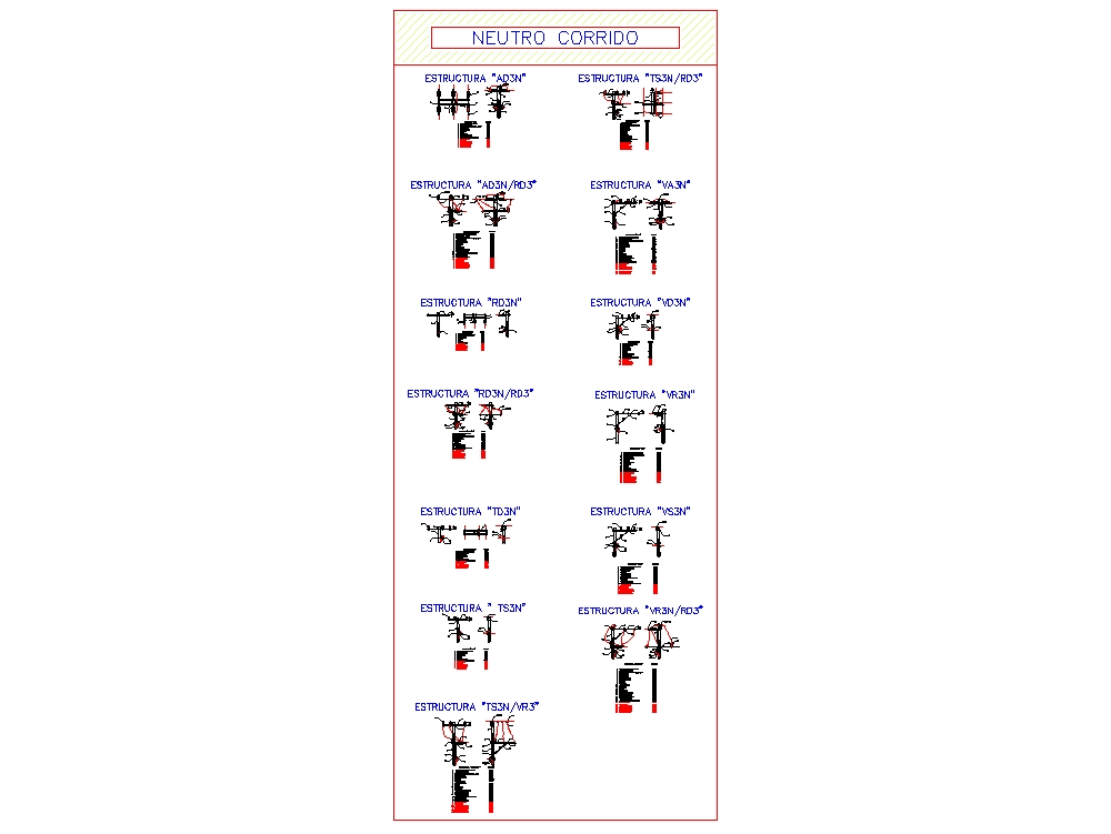 Neutro corrido en AutoCAD | Descargar CAD (670.98 KB) | Bibliocad