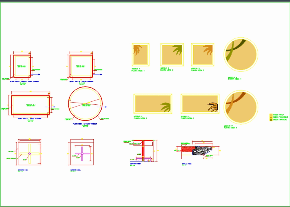 Mesas en AutoCAD | Descargar CAD (47.78 KB) | Bibliocad