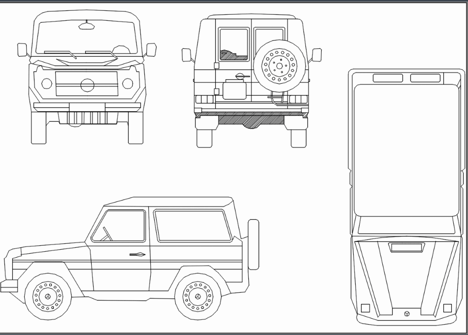 Jeep en AutoCAD | Descargar CAD gratis (295.04 KB) | Bibliocad