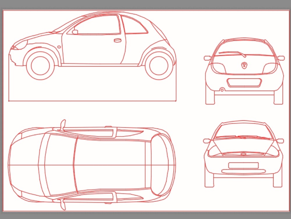 Automovil ford ka en AutoCAD | Descargar CAD gratis (43.53 KB) | Bibliocad