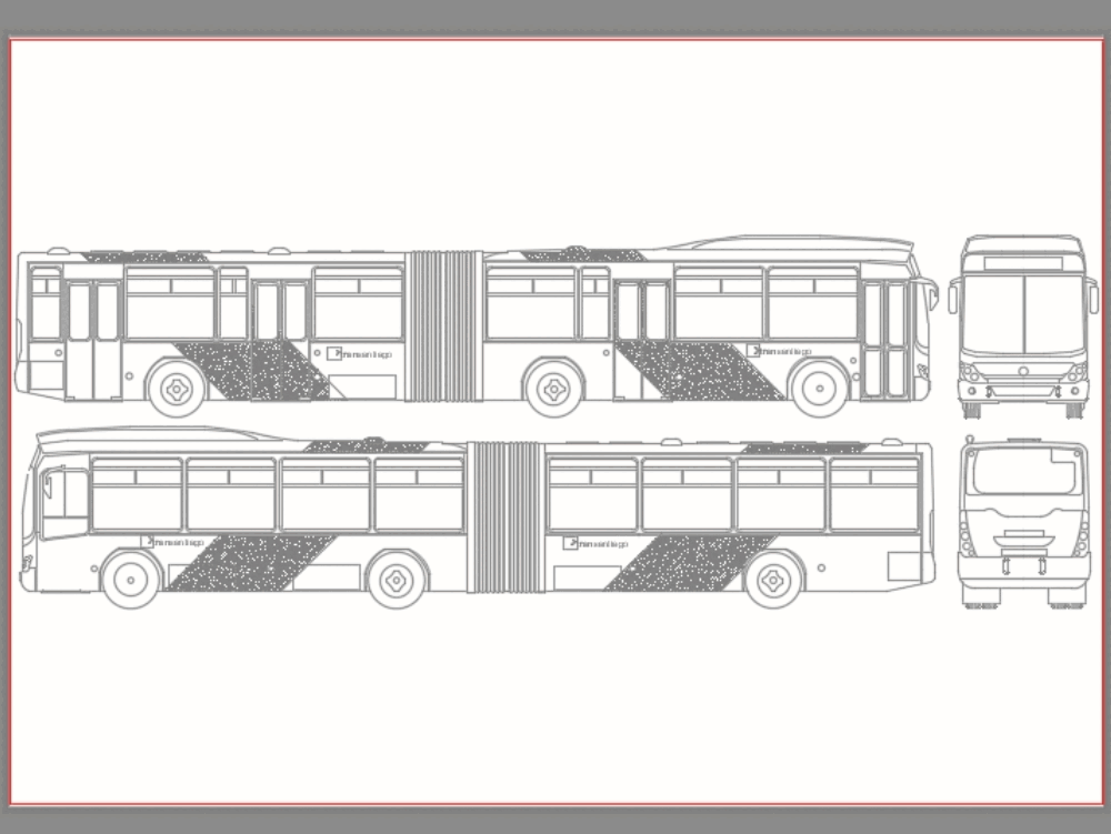 Articulated bus in AutoCAD | Download CAD free (45.07 KB) | Bibliocad